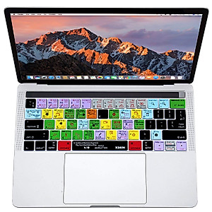 XSKN New Shortcut Design Silicone Keyboard Skin Cover for Touch Bar MacBook Pro 13.3" A2159 A1706 A1989 MacBook Pro 15.4" A1707 A1990 and Touch Bar Sticker - US EU Universal Version (Ableton)