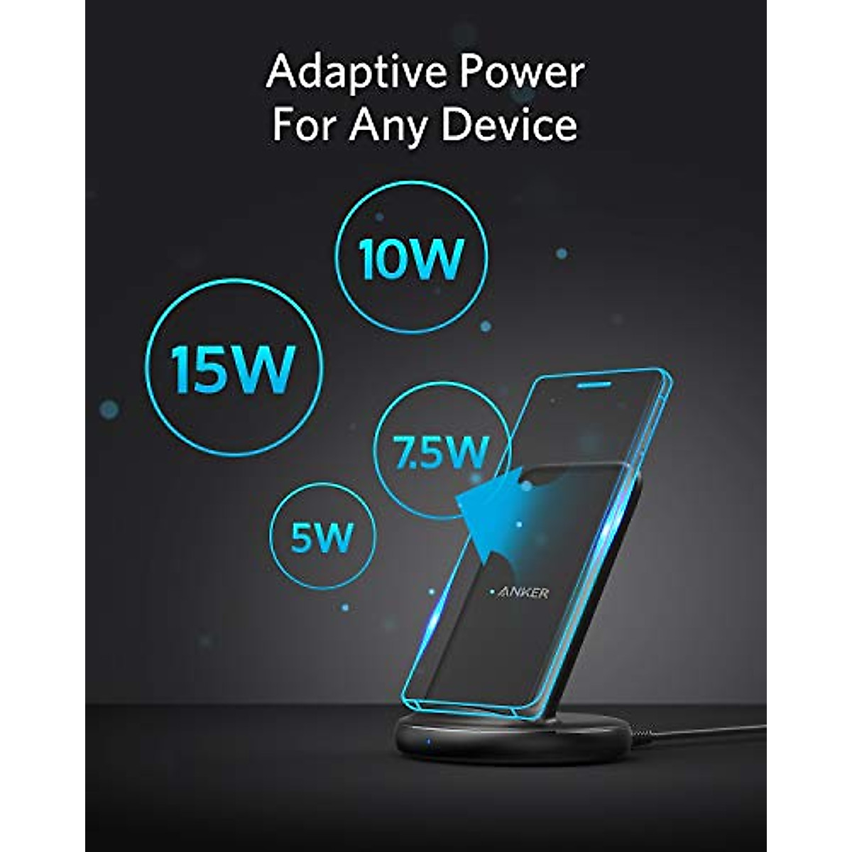 Anker Wireless Charger with Power Adapter, PowerWave II Stand, Qi-Certified 15W Max Fast Wireless Charging Stand for iPhone 14/14 Pro/14 Pro Max/13/13 Pro Max, Galaxy S10 S9 S8, Note 10 Note 9