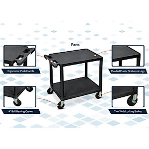 Luxor LP26-B 26" H AV Cart - Two Shelves