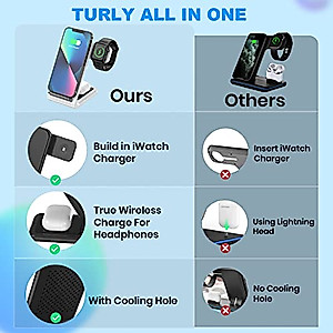 Wireless Charging Station - Charger Stand for Multiple Devices Apple, 3 in 1 Wireless Charging Stand for iPhone 13 Pro/13/12 Pro/12/11 Pro/11/Xr/Xs/8, iWatch 7/SE/ 6/5/ 4/3/2, Airpods 3/Pro/2