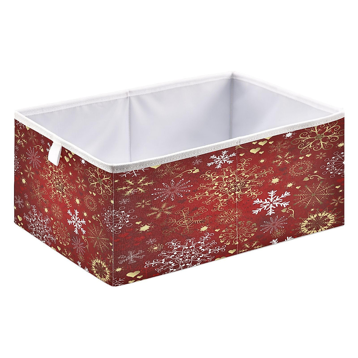 Christmas Red Gold and White Snowflakes Closet Organizers Storage Cubes Storage Bins Shelf Baskets Containers for Home Room Office,Square