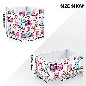 Qilmy Owl Cube Storage Bin Collapsible Storage Box Canvas Toy Basket Large Foldable Storage Organizer for Living Room Bedroom Kitchen Kids Room