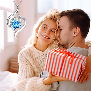 Iefil Birthstone Necklaces for Women - Anniversary Birthday Gifts for Women, Citrine Heart Necklace, November 925 Sterling Silver Rose Heart Birthstone Necklace for Women, Jewelry Gifts for Her Wife