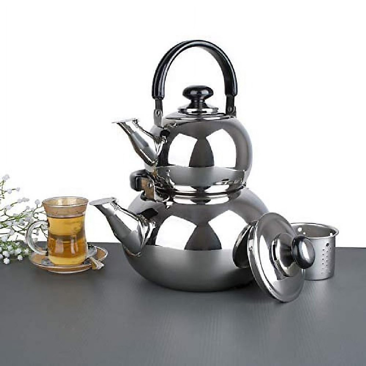 Aramco Double Tea Kettle, 0.8/3L, Stainless Steel