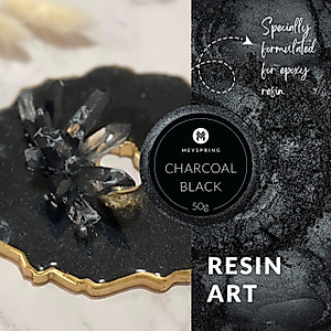 MEYSPRING Charcoal Black Epoxy Resin Color Pigment - 50 Grams - Great for Resin Art, Epoxy Resin, and UV Resin - Mica Powder for Epoxy Resin