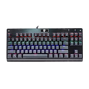 Granvela E-yooso Z-77 Mechanical Keyboard | Aluminium Panel | Tactile Clicky Blue Switches | Rainbow LED Backlit | N-Key Rollover | 87-Key Tenkeyless | Hot Swappable -Black