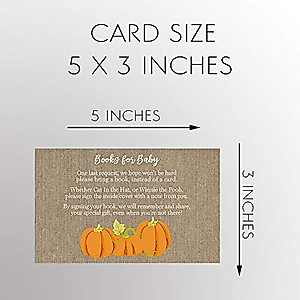 Pumpkin Bring A Book Cards Little Burlap Baby Shower Autumn Fall Halloween Harvest Sprinkle Baby's First Book Library Keepsake (25 count)