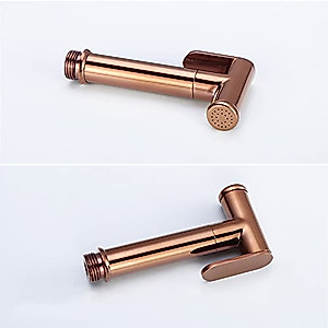 MINJING Handheld Toilet Bidet Sprayer, Brass Rose Gold Shower Douche Kit, Adjustable Water Pressure Control Cloth Diaper Sprayer, Wall Mount Cold Water Bathroom Bidet Faucet,B Set