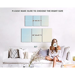 Canvas Wall Art for Living Room Tree Art Teal Yellow Wall Decor Birch Tree Wall Paintings Bedroom Decorations Forest Landscape Picture for Office Home Dining Room Kitchen Bathroom Wall 36x16in