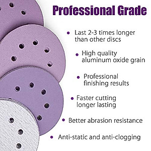 LotFancy Sanding Discs 5 Inch 8 Hole, 100PCS 40 60 80 120 180 220 240 320 400 800 Grit Assorted Professional Sandpaper, Hook and Loop Random Orbital Sander Round Sand Paper