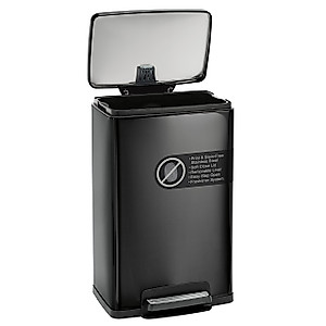 Tramontina Rectangular Step Can Freshener System, Trash Can (Charcoal Gray, 13-Gallon)