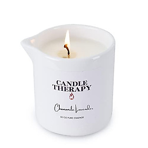 Candle Therapy Massage Oil Candles with Spout, 8.1 oz Natural Moisturizing Lotion Candle for Relaxing Body Candle, Low Temp Massaging Candle (Lavender Chamomile)
