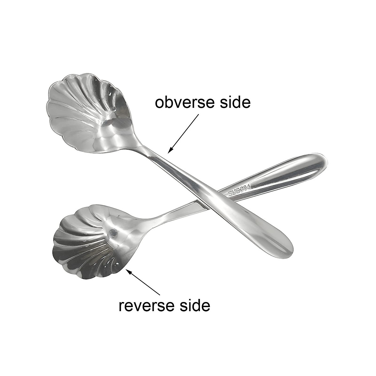 Pinenjoy 2Pcs Shell Shape Stir Spoons 18/10(304) Stainless Steel Sugar Spoon Vintage 4.96inch Teaspoons for Coffee, Afternoon tea, Dessert, Espresso, Cappuccino, Demitasse, Yogurt, Home, Bar