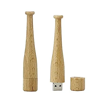 Aneew 32GB Pendrive Novelty 3D Wooden Baseball Bat Model USB Flash Drive Memory Stick U Disk Thumb Sports Gift