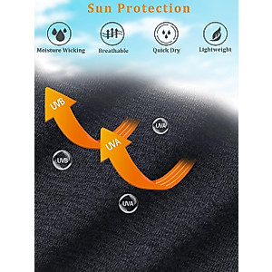 MAGCOMSEN Mens Uv Protection Shirts Long Sleeve with Hood Athletic Running Shirts Workout Sun UPF 50+ Fishing Shirts Quick Dry Hiking Shirts Black M