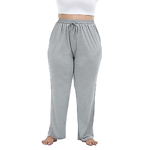 Cheapestbuy Women's Plus Size Comfy Lounge Pants Active Yoga Sweatpants Casual Stretchy Jogger Pants with Pockets Drawstring Grey