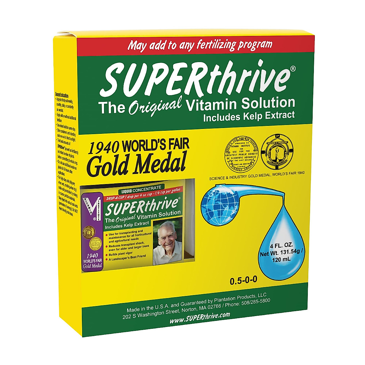 SUPERthrive The Original Vitamin Solution - Liquid Concentrate, May Add to Any Fertilizing Program, 4 fl. oz.