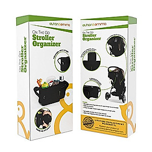 Ethan & Emma Universal Baby Stroller Organizer with Insulated Cup Holders for Smart Moms. Diaper Storage, Secure Straps, Detachable Bag, Pockets for Phone, Keys, Toys. Compact Design Fit All Strollers