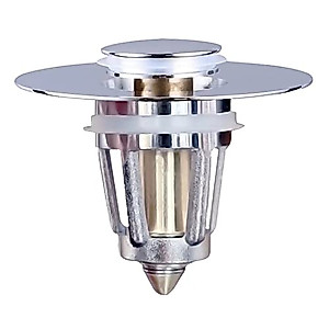 Huntonry Bathroom Sink Strainer Stopper, Bathtub Pop-Up Stopper with Strainer, Tub Plug with Hair Catcher, Push Type Basin Drain Filter, Protector for Anti-Clogged, Fit for 1.25" U.S. Standard Drain