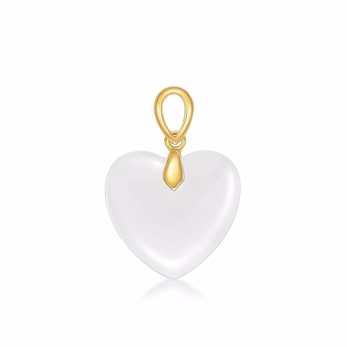 CHOW TAI FOOK Heart Shape Hetian Jade Pendant with 18K Yellow Gold Claws Prong