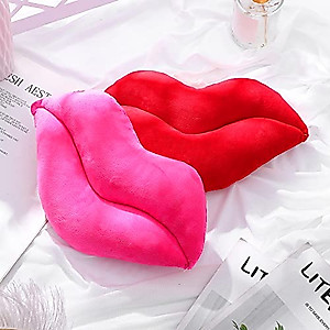 SOIMISS 2Pcs Red Lip Shape Throw Pillows 3D Lips Plush Toy Decorative Reversible Pillow Cushion for Bed Couch Office Living Room 30X17cm