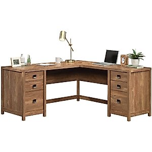 Sauder Cannery Bridge L-Shaped Desk with 6 Storage Drawers, Sindoori Mango Finish
