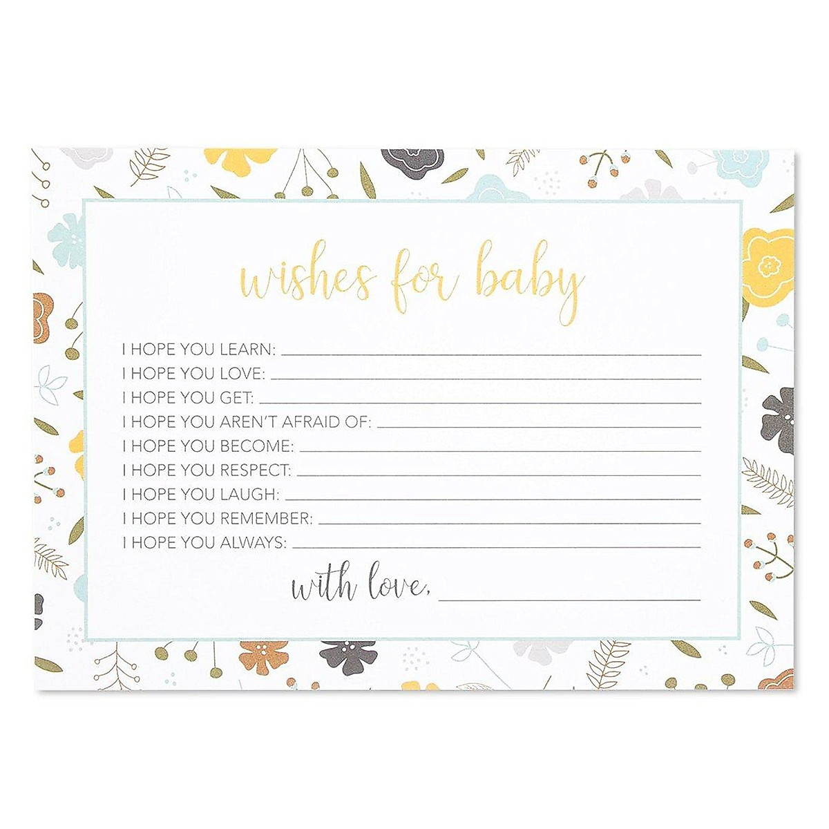 50 Sheets Baby Shower Well Wishes Party Games - for Boy or Girl Unisex Gender Neutral - for 50 Guest Activities Supplies - 5 x 7 Inches