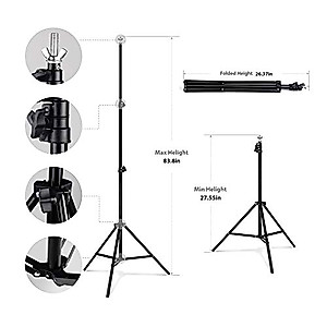 PHOPIK Photo Studio Backdrop Stand, 10ft Adjustable Photo Background Holder, Back Drop Banner Stand Support System Kit for Portrait & Studio Photography, Birthday Party