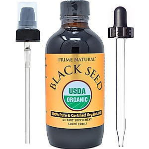 Organic Black Seed Oil 4oz - Cold Pressed Unrefined High Thymoquinone 1.7% USDA Certified - Turkish Origin Potent Nigella Sativa Liquid - Vegan Omega 3 6 9, Antioxidant Immune Boost Joints Skin Hair