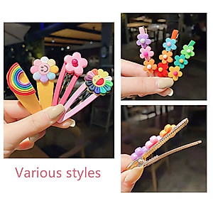 52Pcs Hairpin Candy-colored girls hair accessories,kids hair clips,toddler clips,rainbow hair clips,Flower Rainbow Candy Fruits Butterfly Cute Cartoon pattern.