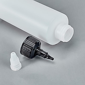 BENECREAT 12 Pack 5oz Plastic Squeeze Dispensing Bottles with Black Twist Cap Glue Bottle with Hopper, Cleaning Brush, Sticker Label and Marker Pen for Crafts, Art, Glue, Multi Purpose