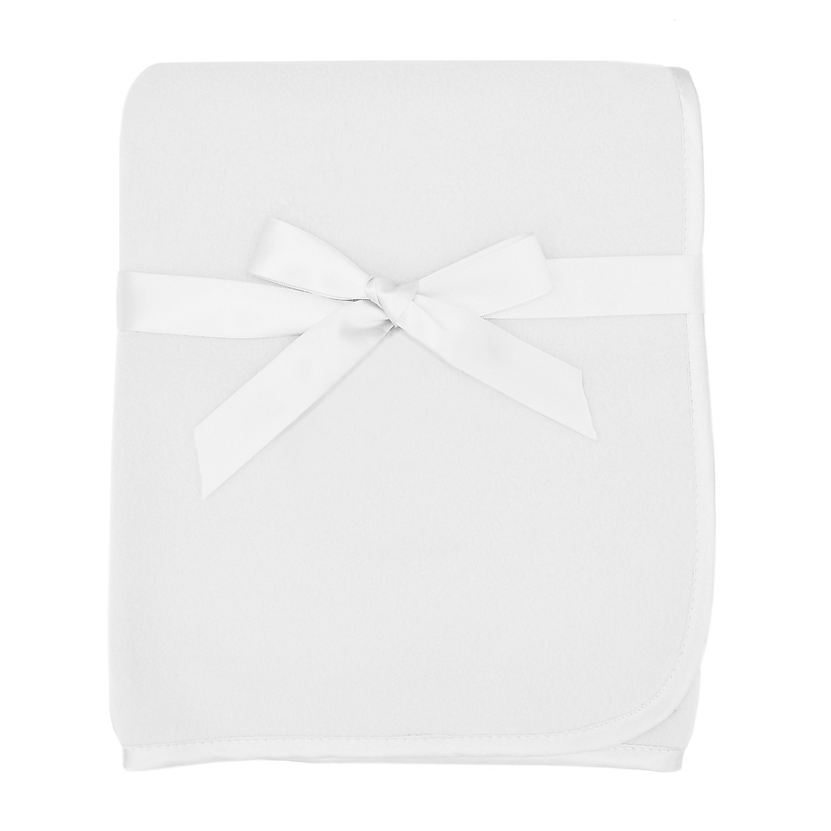 TL Care Fleece Blanket with Silk-Like Satin Trim, Soft, Warm & Cozy, White, 30" x 30" for Boys and Girls, Perfect for Baby Carrier, Stroller, Travel and Gifting