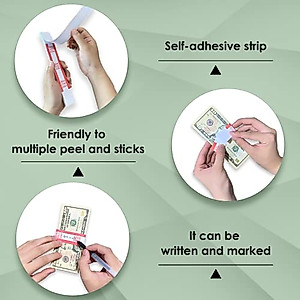 CASHTEK Money Bands for Cash,Money Wrappers for Bills Dollar,Self Adhesive Currency Straps,Pack of 400 Money Straps,ABA Standard Colors