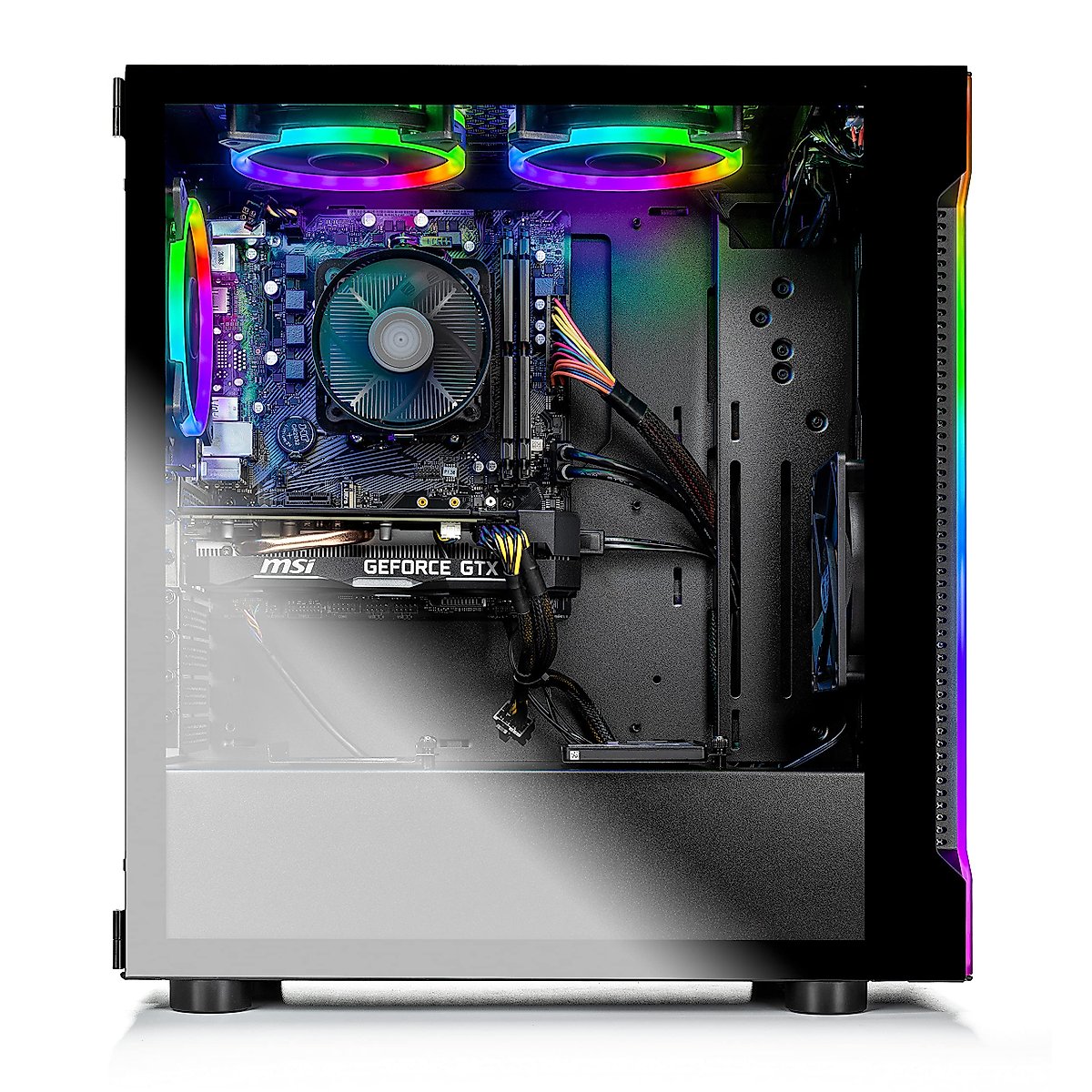 SkyTech Shadow Gaming Computer PC Desktop - Ryzen 5 3600 6-Core 3.6GHz, 1660 Super 6G, 1TB SSD, 16GB DDR4 3000, RGB Fans, AC WiFi, Windows 10 Home 64-bit, Black
