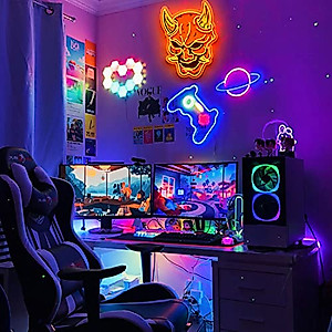 GGK Hannya Mask Neon Sign for Game Room, Tattoo Shop, Tattoo Studio Decor LED Anime Neon Light Wall Sign Cool Room Accessory for Teen, Live Streamer, Influencer, Japanese Demon Evil Spirit Hannya Sign Anime Neon Artwork (Hannya Mask)