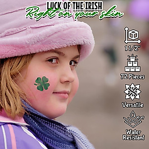 Fun Express - Shamrock Patterned Tattoos for St. Patrick's Day - Apparel Accessories - Temporary Tattoos - Regular Tattoos - St. Patrick's Day - 72 Pieces