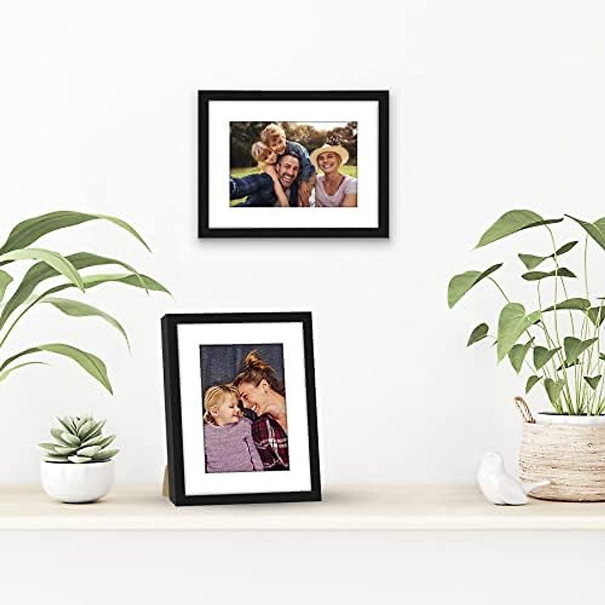 Americanflat 6x8 Picture Frame in Black - Set of 2 - Thin Border 4x6 Frame with Mat and 6x8 Frame Without Mat - Horizontal and Vertical Formats for Wall and Tabletop