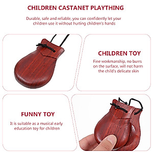 Vaguelly Spanish Castanets, 1 Pair Castanets With String Wood Nashiki Percussion Instrument for Adults