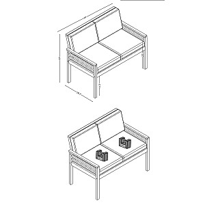 Alaterre Furniture Okemo Couch Outdoor Seating, Natural Wood/Cream Cushions