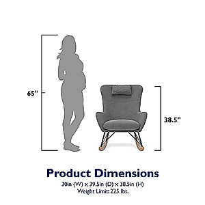 Baby Relax Cranbrook Rocker Accent Chair with Storage Pockets, Gray