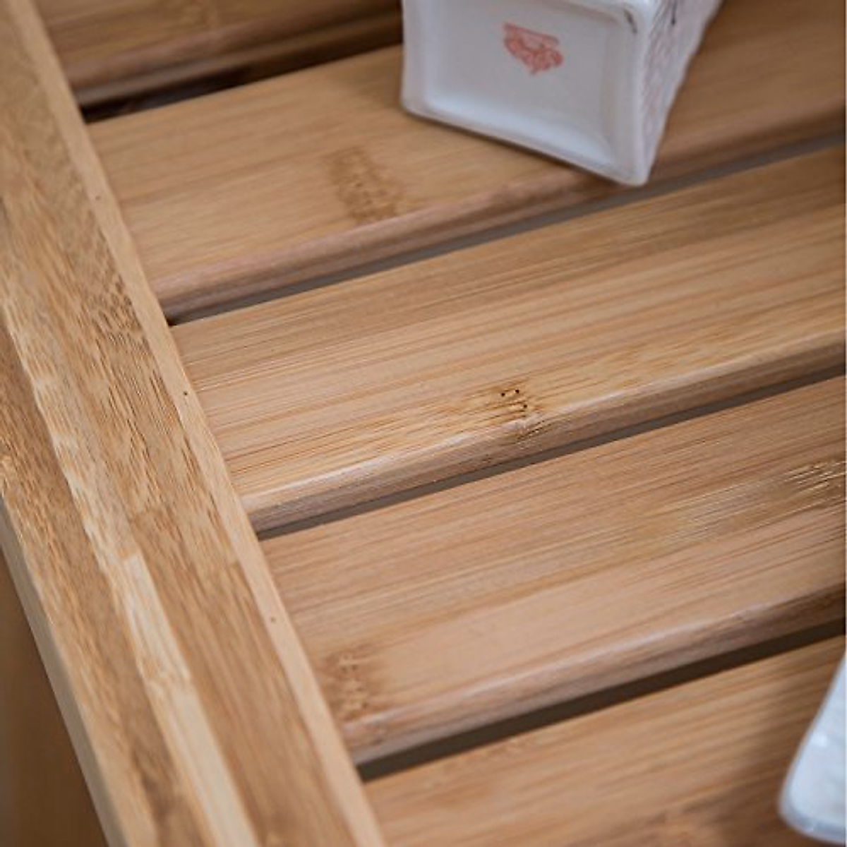 Kinlife Bamboo Shower Bench Bathroom Seat with Storage Shelf Wood Spa Bath Organizer Stool for Indoor