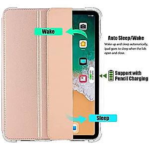 Valkit iPad 9th Generation Case (2021) / iPad 8th Generation Case (2020) / iPad 7th Generation Case (2019) with Pencil Holder,10.2 Inch Translucent Frosted Back Protective,Auto Wake/Sleep,Rose Gold