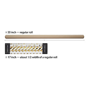 LDGOOAEL Mini Short Small Christmas Wrapping Paper Roll (17" X 120") - Gold Foil Snowflakes Stripe Polka Dot Design for Holiday, Birthday