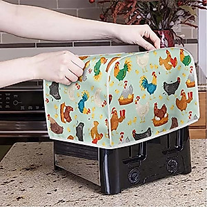 Gomyblomy Chickens Toaster Cover with Handle 4 Slice Toaster Appliance Cover Bread Maker Cover,Kitchen Small Appliance Covers,Universal Size Microwave Toaster Oven Cover,Dustproof Cover
