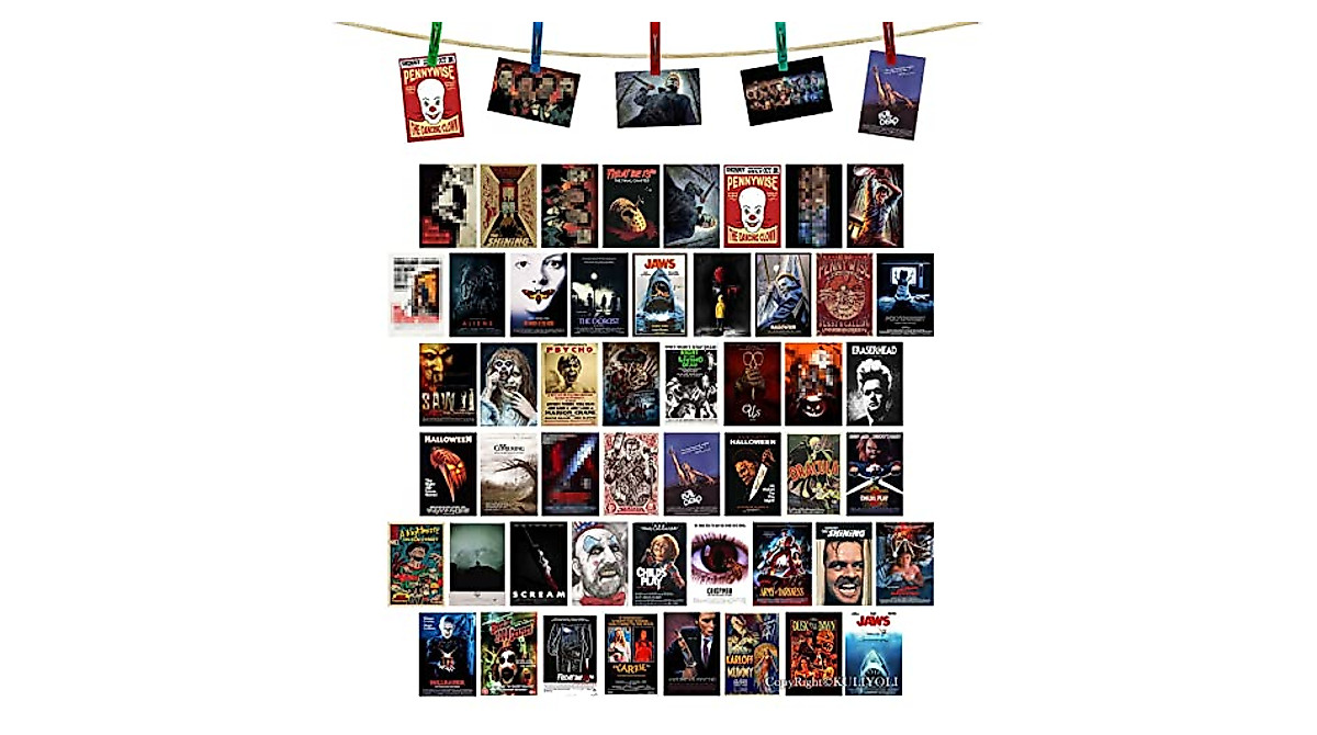 Horror Movie Poster Wall Collage Kit | 50PC Vintage Room Decor