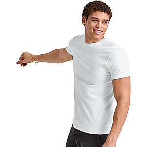 Hanes Men's Standard Originals Lightweight Cotton T-Shirt, Big & Tall, Crewneck Tee, White, Large