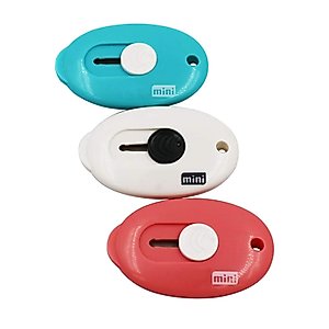Mini Utility Knives Box Cutter Retractable Letter Opener (Blue/White/Pink)