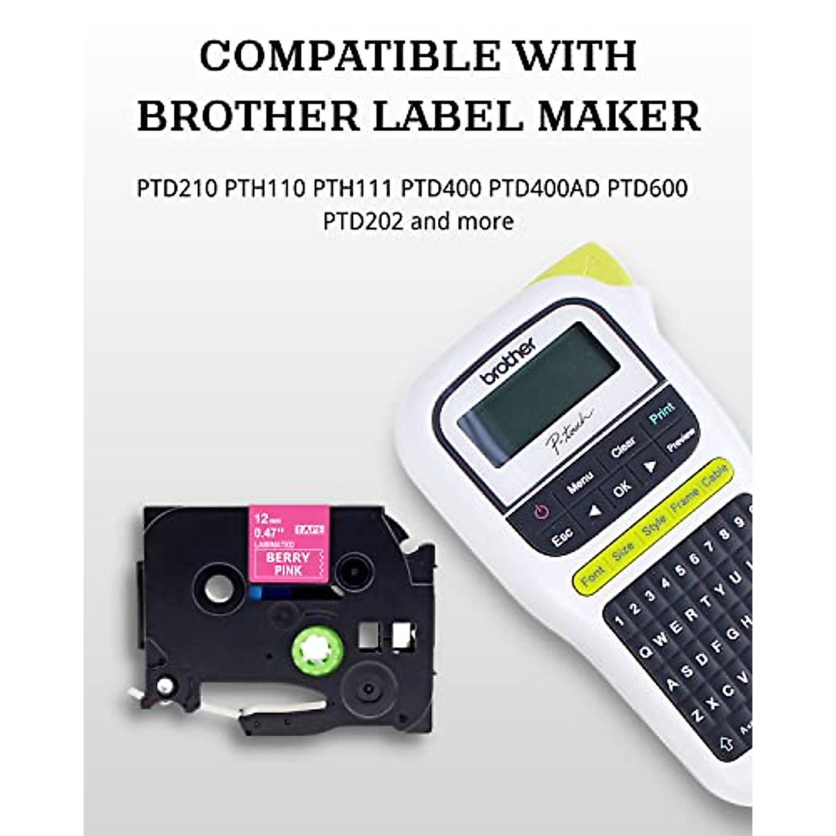 P Touch Label Tape 12mm 0.47 Laminated TZ Tape Replace for Brother TZe Tape TZe-231 TZe-131 TZe-335 TZe-631 TZe-MQP35 TZe-MQG35 Work with Brother Label Maker PTD220 PTD210 PTH110 PTD600, 6 Color Set