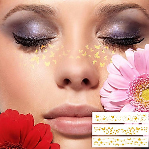 JEEFONNA 60 Sheets Face Temporary Tattoos, Metallic Fake Tattoos for Women, Men, Kids, Waterproof, Festival, Cosplay, Halloween