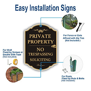 Private Property Sign No Trespassing Sign, No Soliciting Signs, CCTV IP Camera Video Surveillance Warning Metal Signs, 14 x 10 Inches Rust Free Aluminum Metal Sign, 1 Pack